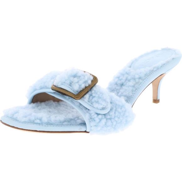 Coach | Shoes | Coach Womens Shearling Buckle Mule Blue Shearling ...
